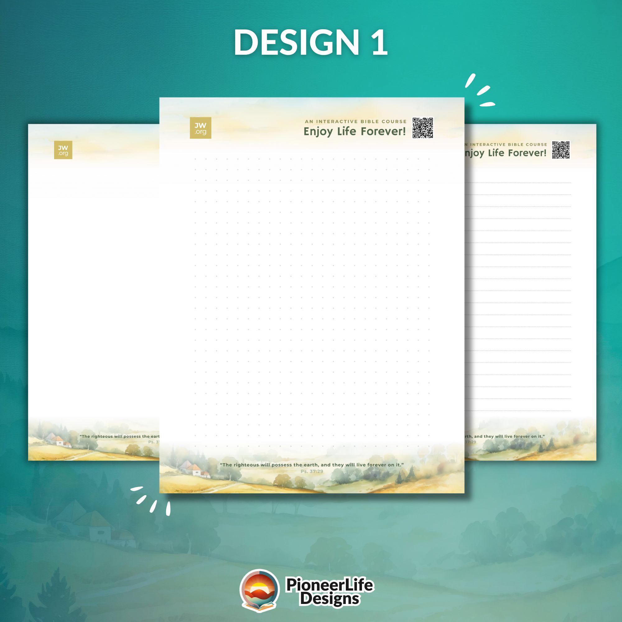 JW Letter Writing Paper Enjoy Life Forever Stationary Special Preaching ...