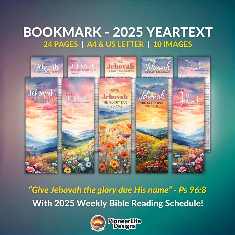 2025 JW Yeartext Printable Bookmark, Give Jehovah Glory Psalms 96:8 ...