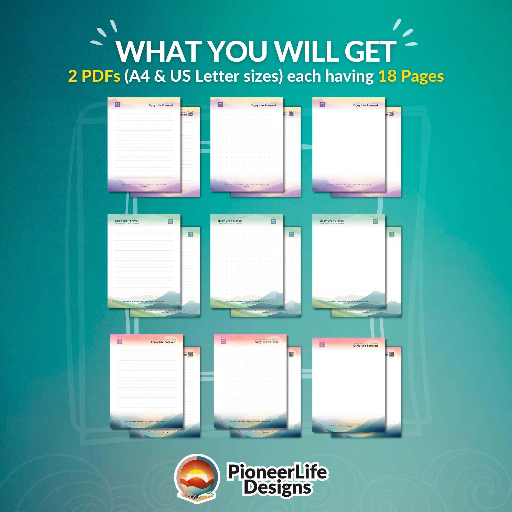 JW Letter Writing Paper Enjoy Life Forever Stationary Special Preaching ...