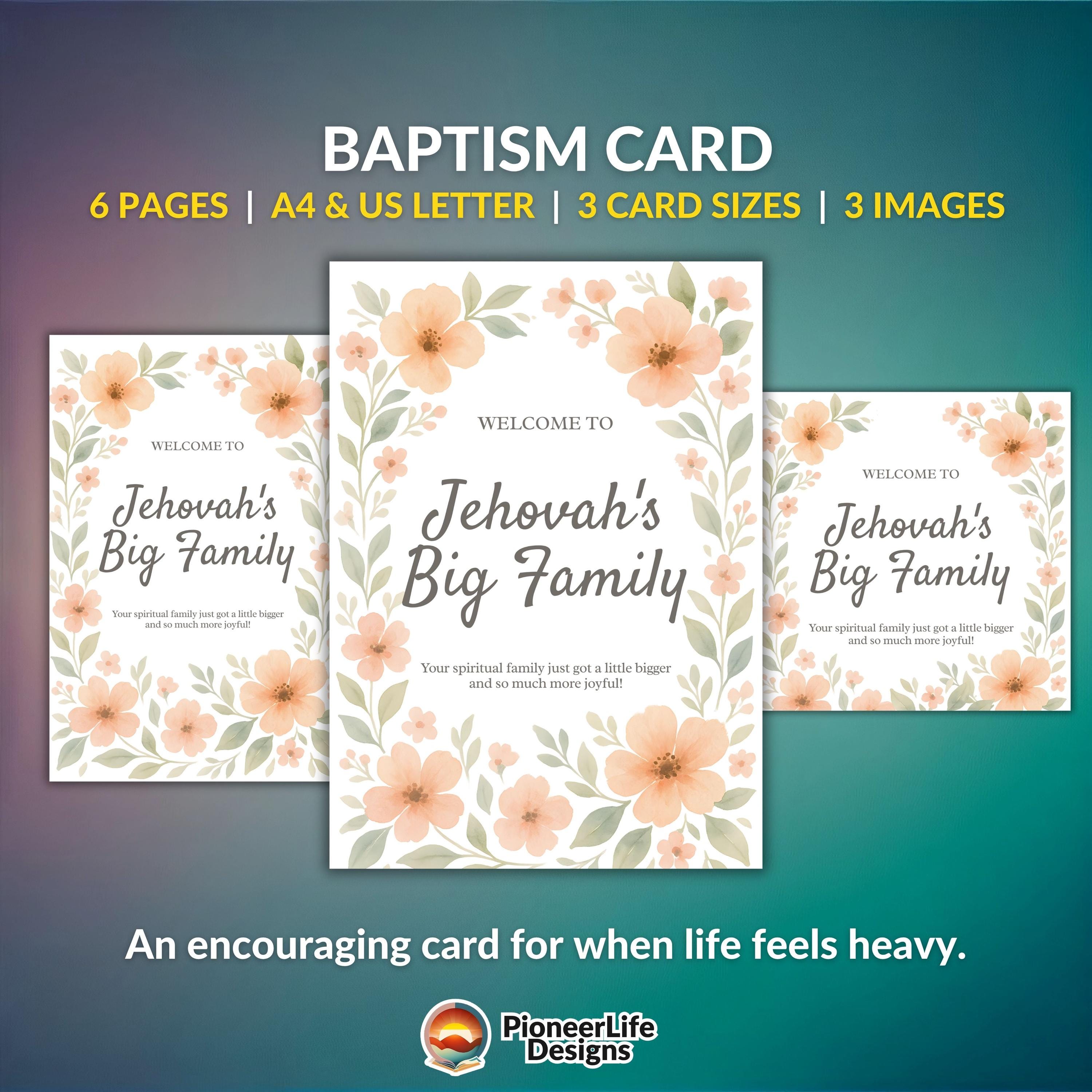 JW Baptism Card, Spiritual Welcome Card, Jehovah's Family Printable ...