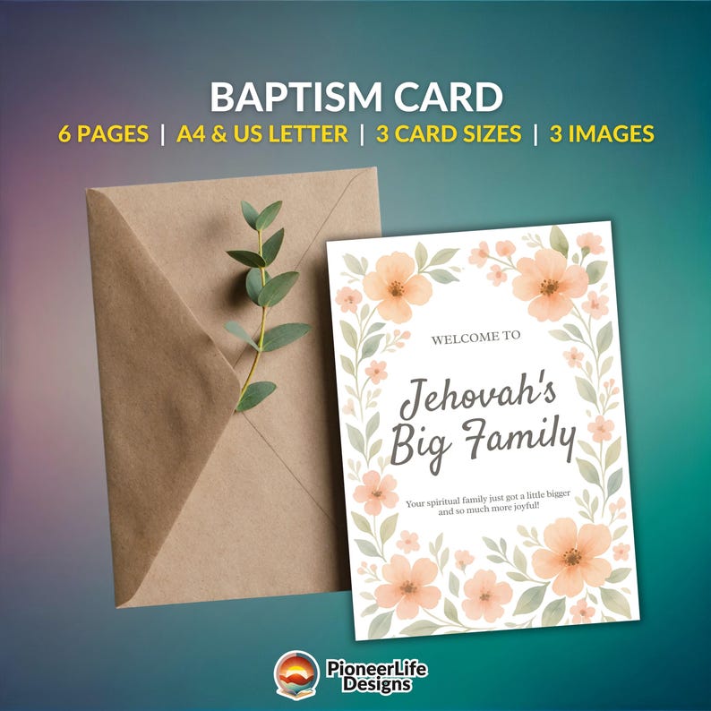 JW Baptism Card, Spiritual Welcome Card, Jehovah's Family Printable ...