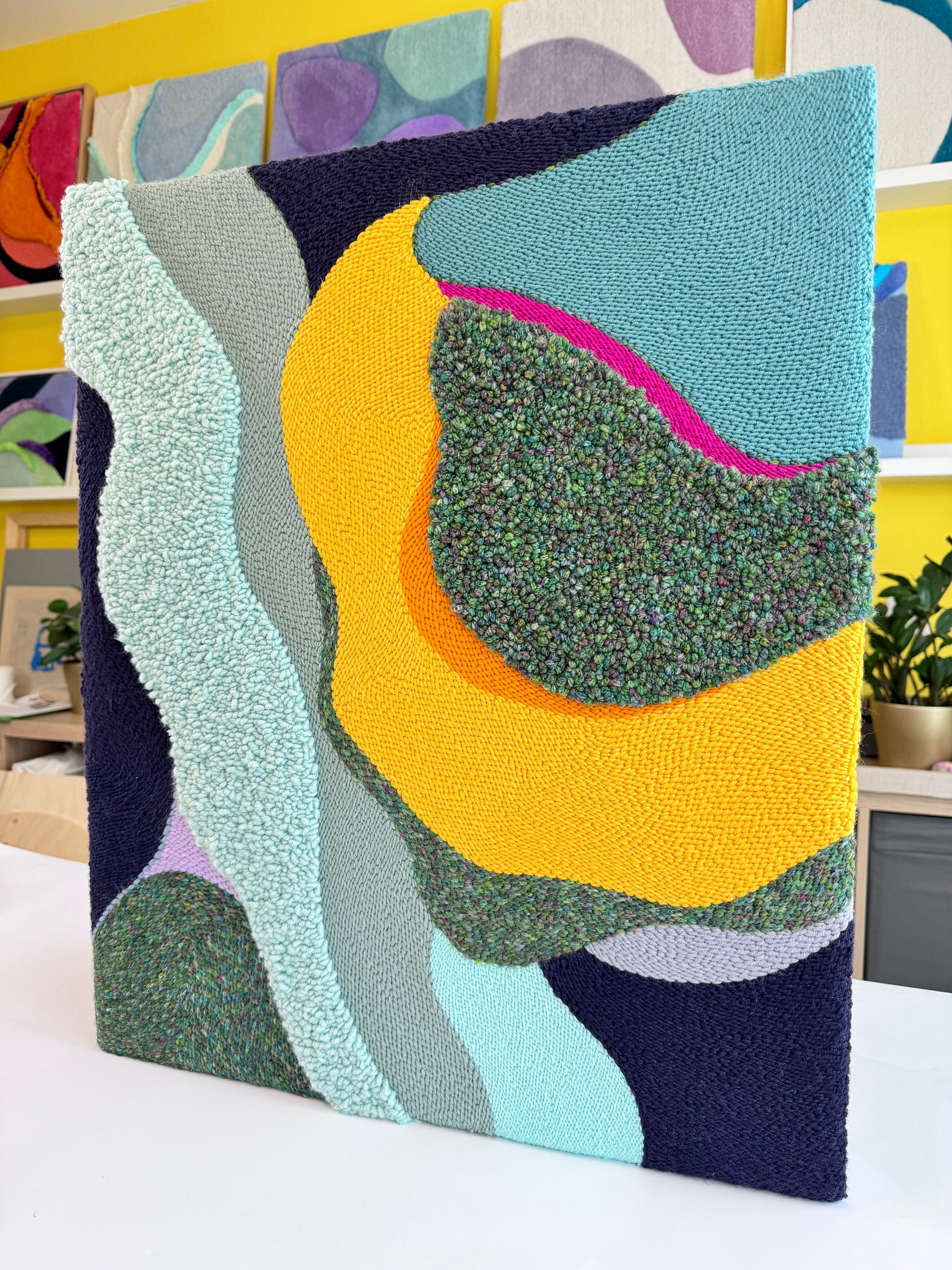 Modern Punch Needle Wall Art, Abstract, Fiber Art - Etsy