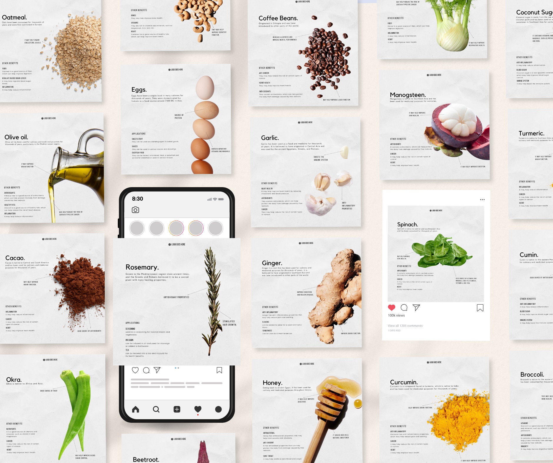 Minimalist Nutrition Info Ingredient Templates | Bloggers, Foodies ...