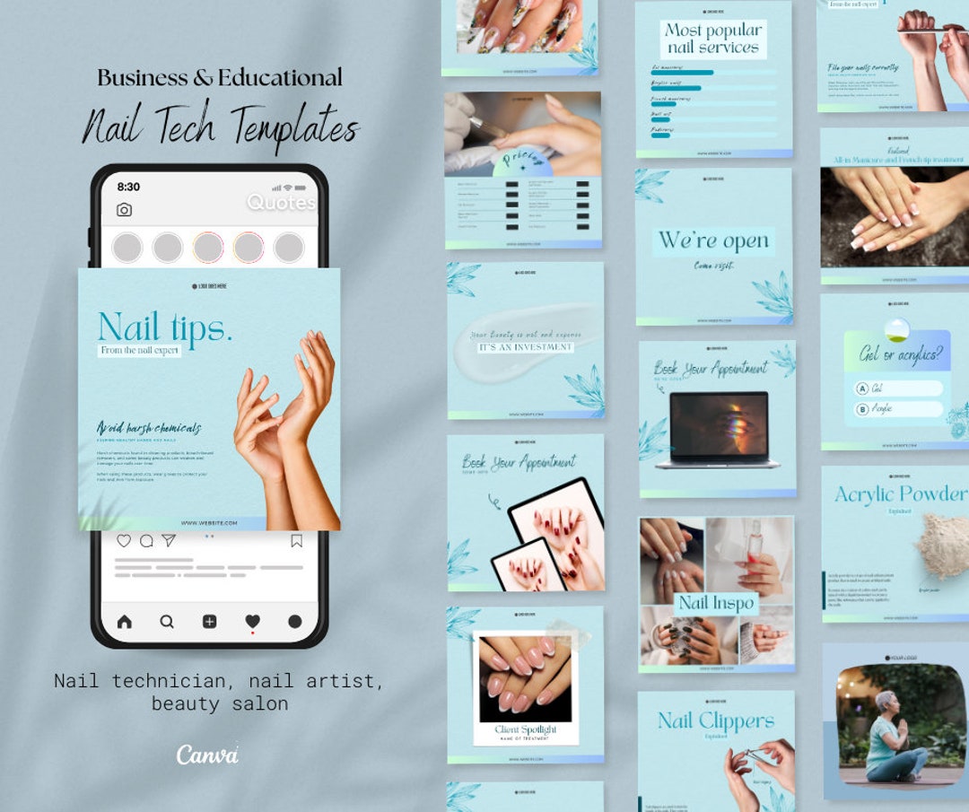 Nail Technician Instagram Post Templates: Canva Editable Design - Etsy