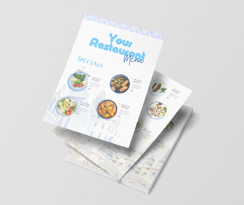 Authentic Greek Menu Flyer: Mediterranean Food List, Restaurant ...