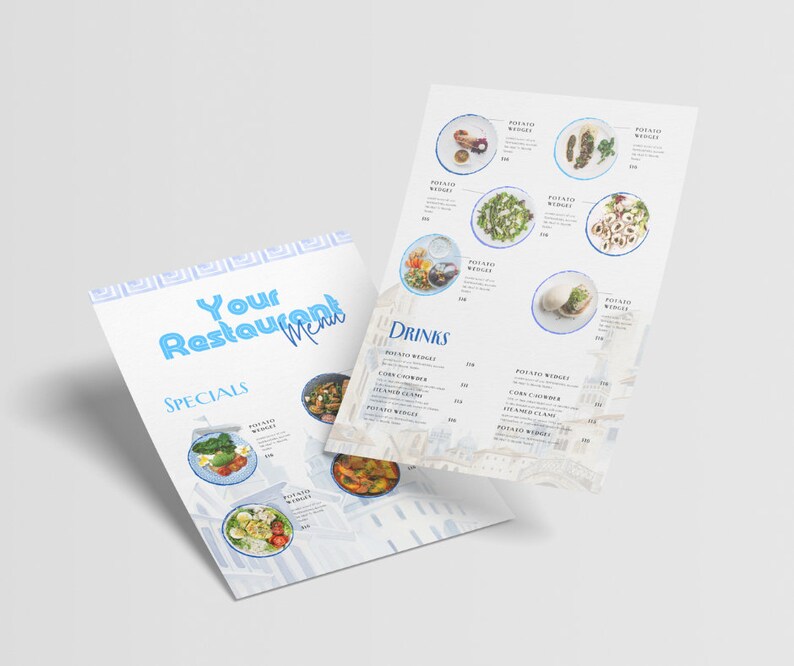 Authentic Greek Menu Flyer: Mediterranean Food List, Restaurant ...