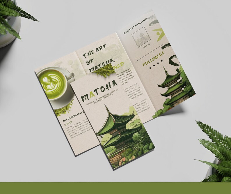 Matcha Tea Benefits Trifold Brochure Template (canva) - Etsy
