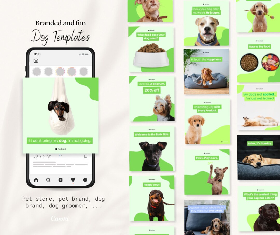 Engaging Dog Instagram Story Template | Dog Grooming Shop Promotion ...