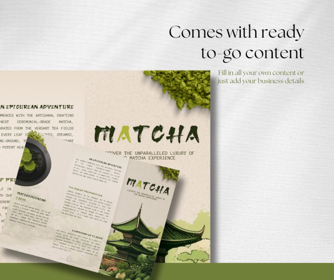 Matcha Tea Benefits Trifold Brochure Template (canva) - Etsy