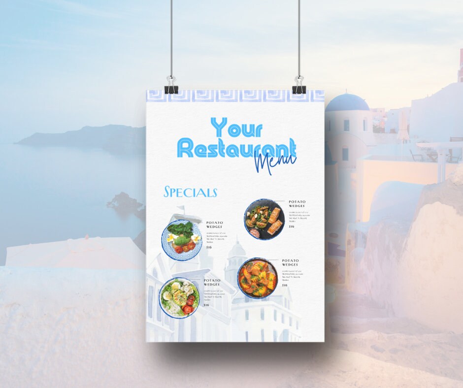 Authentic Greek Menu Flyer: Mediterranean Food List, Restaurant ...