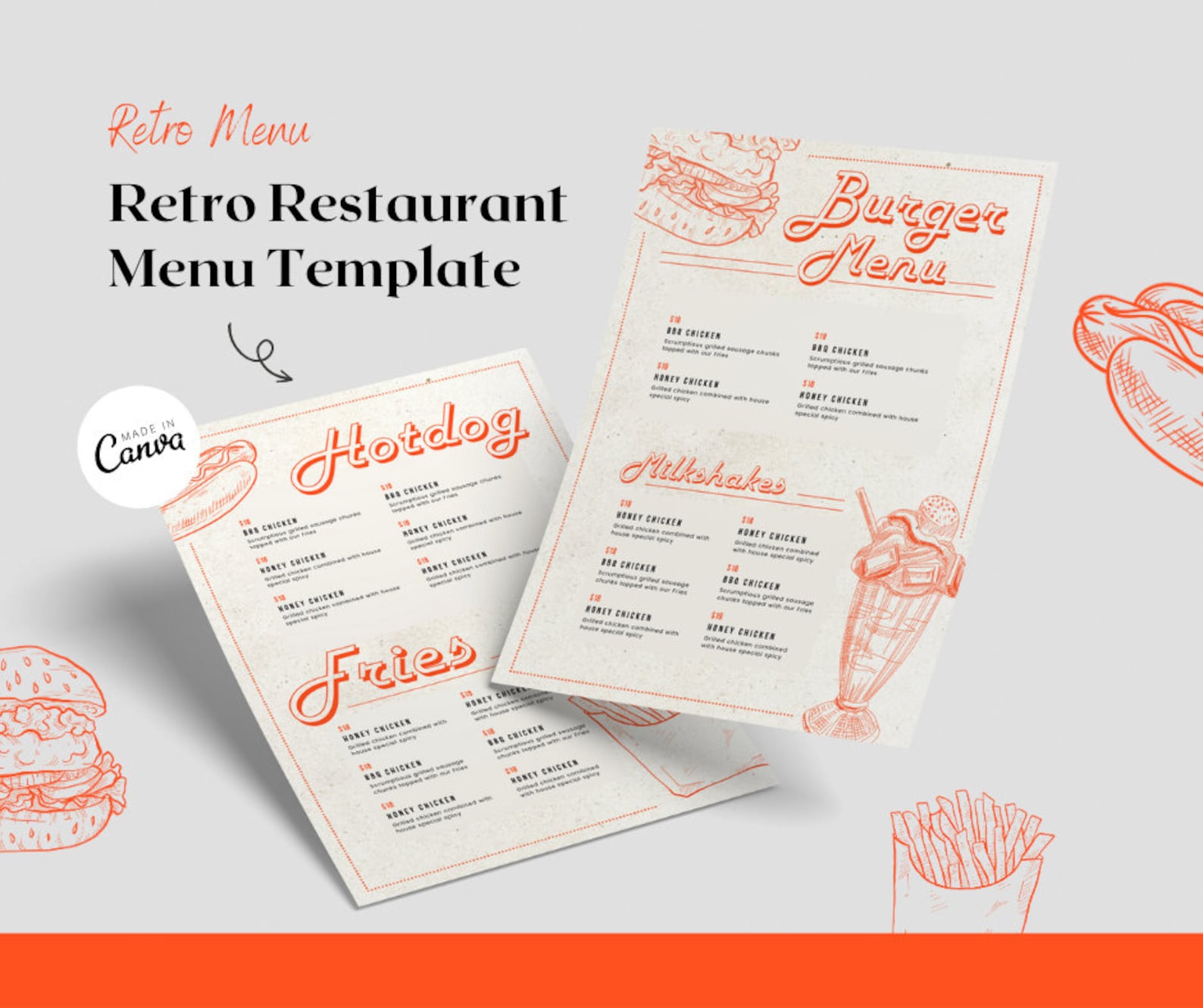 Retro Diner Menu Flyer Template: Vintage Restaurant Promotions (canva ...