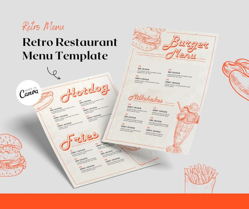 Retro Diner Menu Flyer Template: Vintage Restaurant Promotions (canva ...