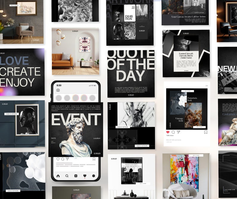 Art Gallery Social Media Templates: Elegant Artist Promotion (canva ...