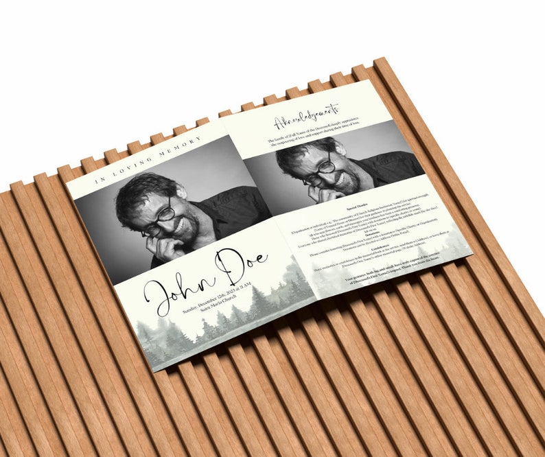 Mountain Funeral Program Template: Editable Memorial, Celebration of ...