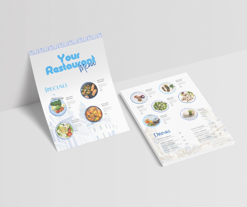 Authentic Greek Menu Flyer: Mediterranean Food List, Restaurant ...