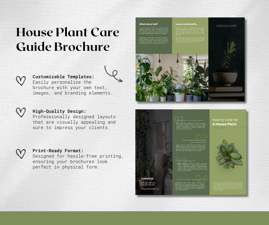 House Plant Care Trifold Brochure, Indoor Gardening Template, Printable ...