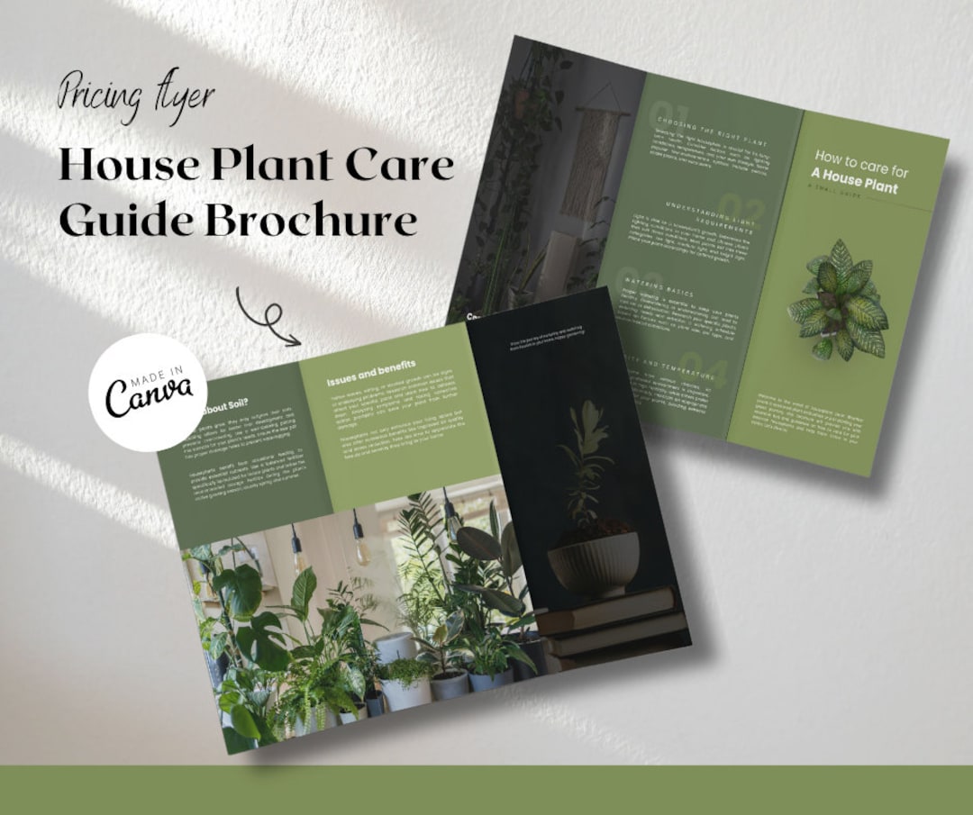 House Plant Care Trifold Brochure, Indoor Gardening Template, Printable ...