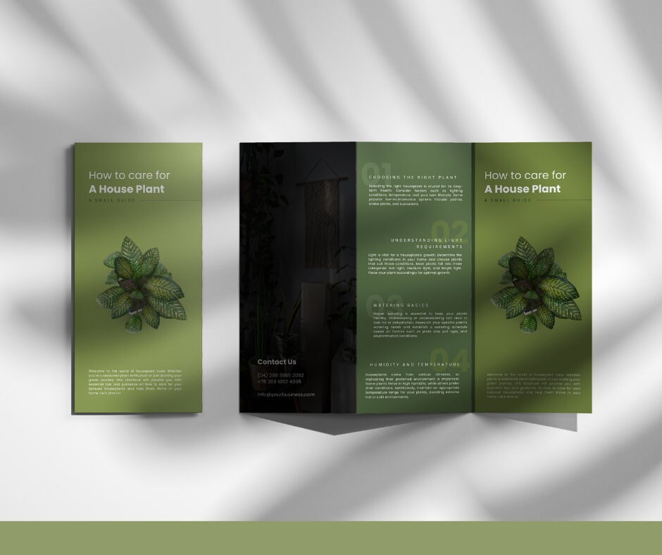 House Plant Care Trifold Brochure, Indoor Gardening Template, Printable ...