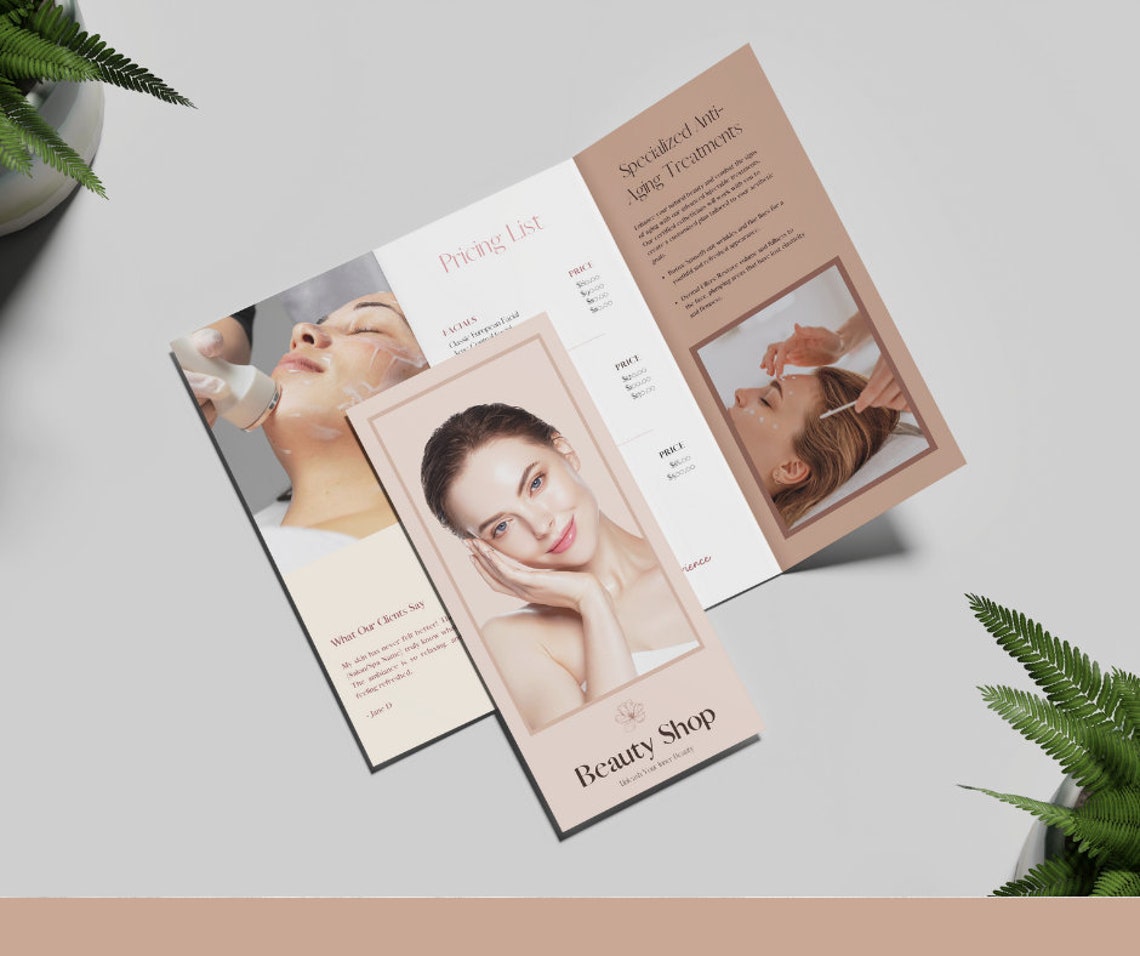Esthetician Pricing Brochure Template: Elegant Spa Services Flyer ...