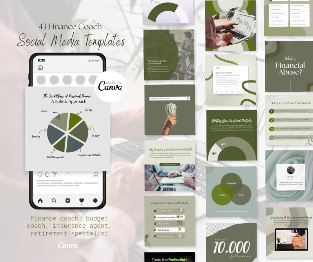 Financial Coach Social Media Templates: Canva Infographics (42 Designs ...