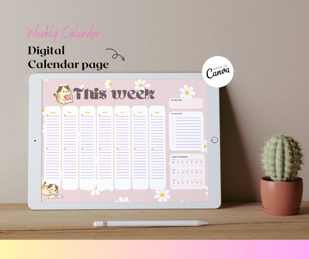 Digital Weekly Calendar Template: Customizable Canva Planner (digital ...