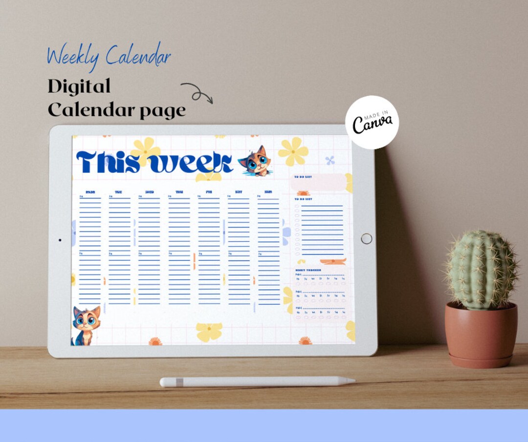 Weekly Planner: Customizable Digital Calendar Page (canva Template) - Etsy
