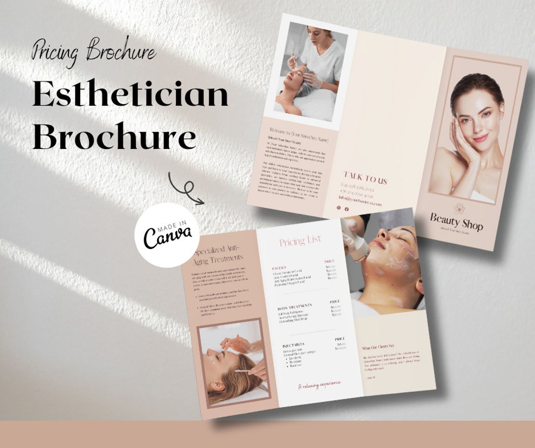 Esthetician Pricing Brochure Template: Elegant Spa Services Flyer ...