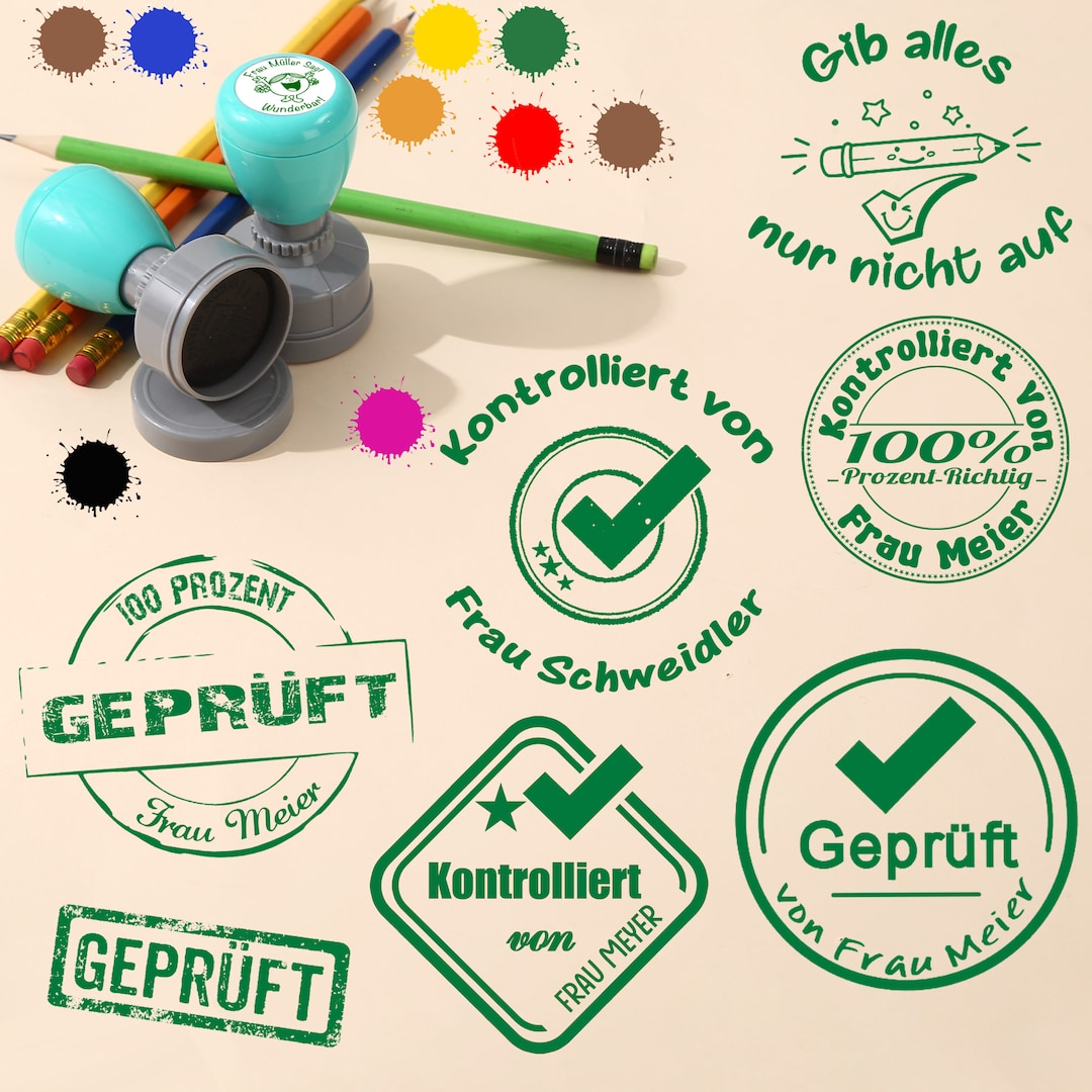 Personalisiert Stempel Lehrer Kontrolliert Von Lehrer Stempel Geprüft Von Lehrerstempel Mit ...