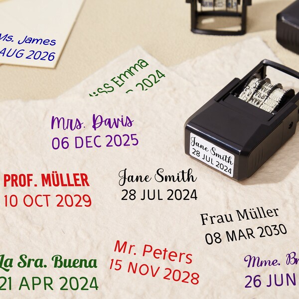 Name and Date Stamp - Etsy