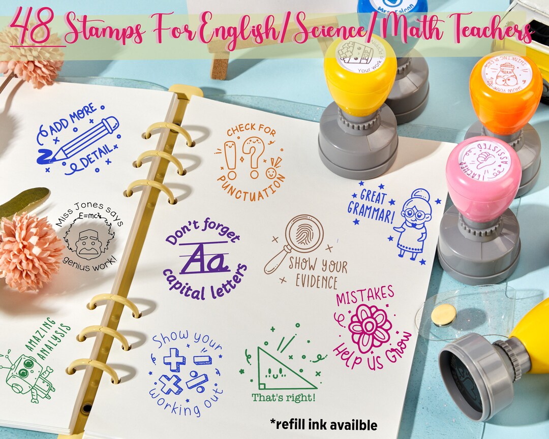 Custom Teacher Stamps for English Teacher Self Inking Stamp Math Teacher Personalized Science ...