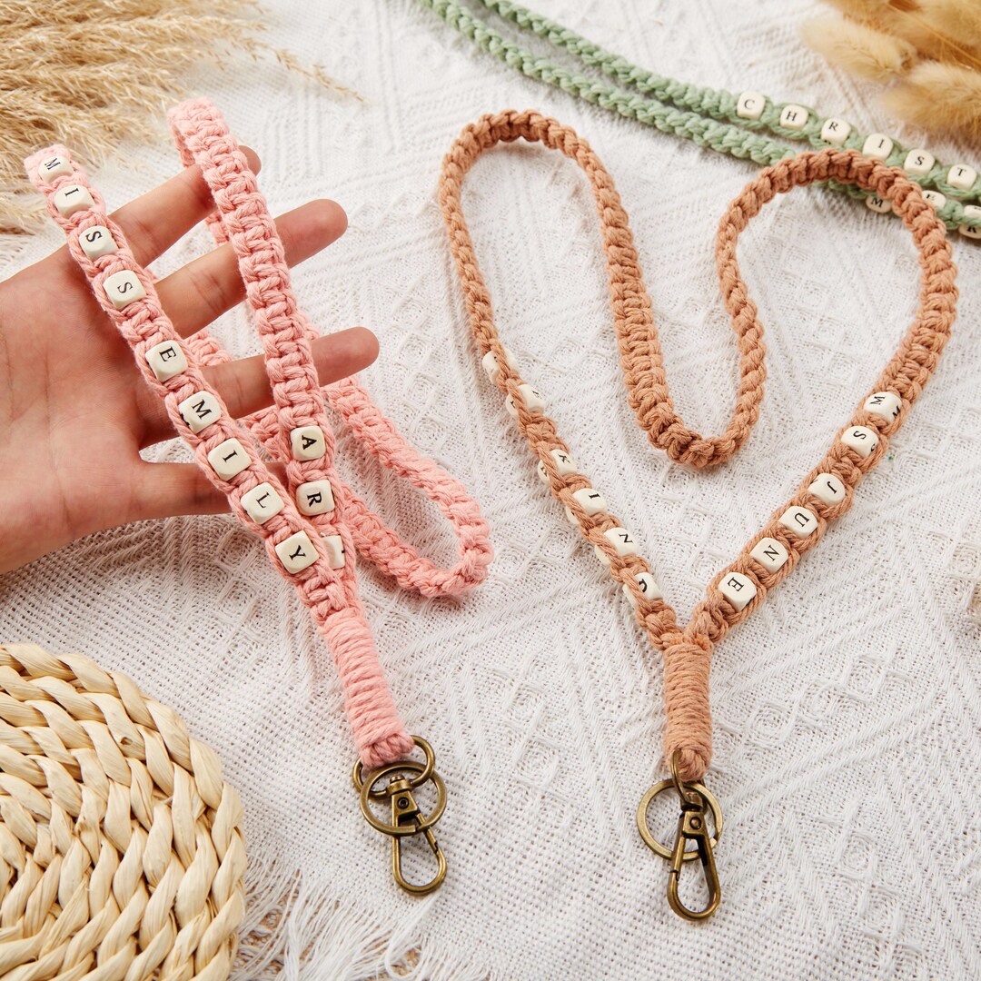 Braided Macrame Lanyard, Personalized Teacher Lanyard, Custom Name ...