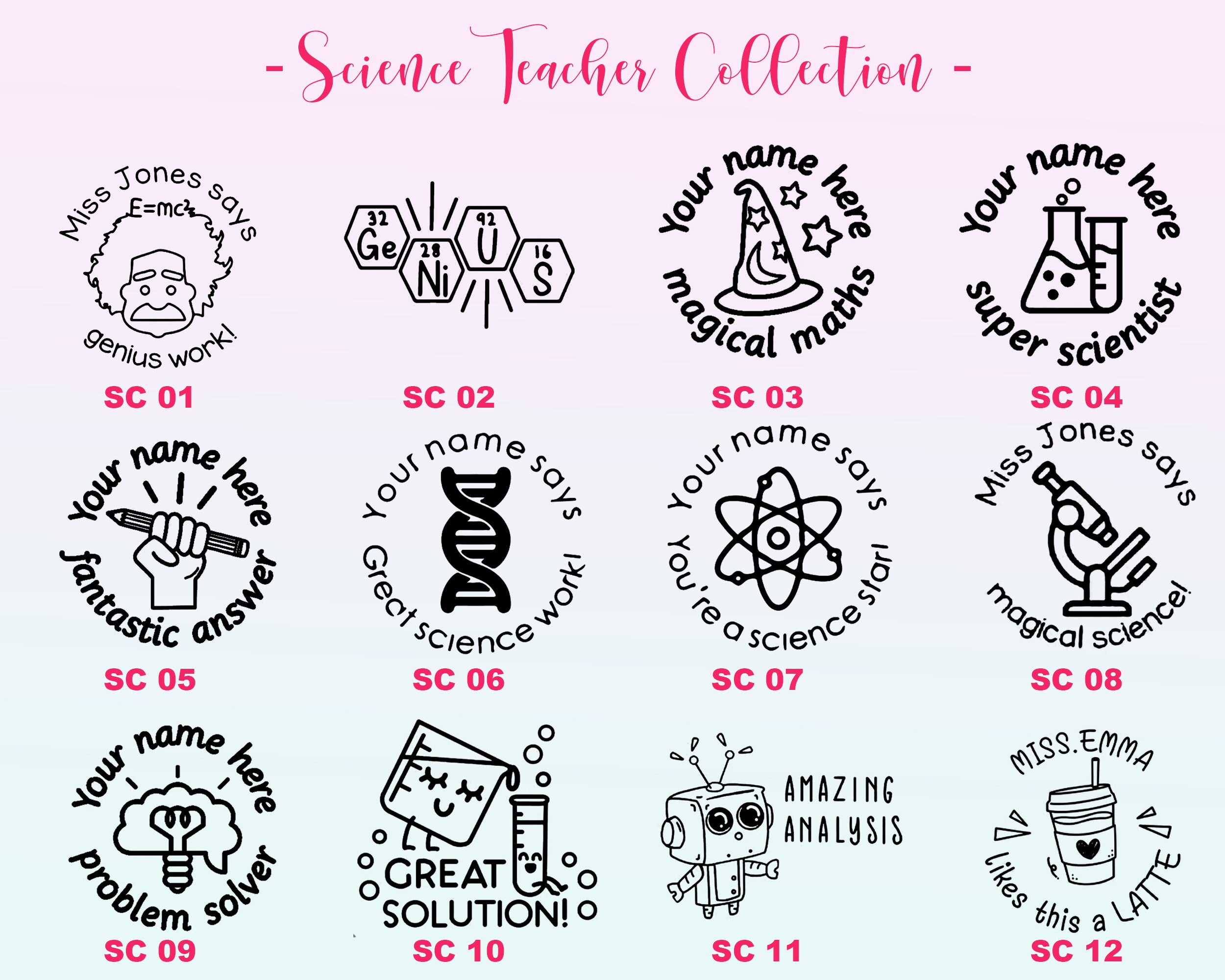44 Custom Teacher Stamps for Science Teacher Self Inking Stamp - Etsy