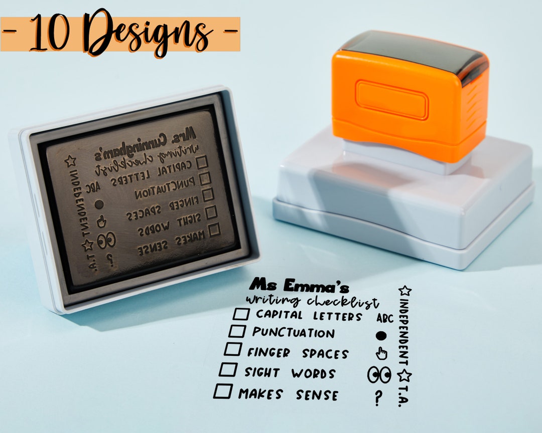 Personalized Stamps Checklist Teacher Stamps Self Inking School Stamp Stamp Rectangle Custom ...
