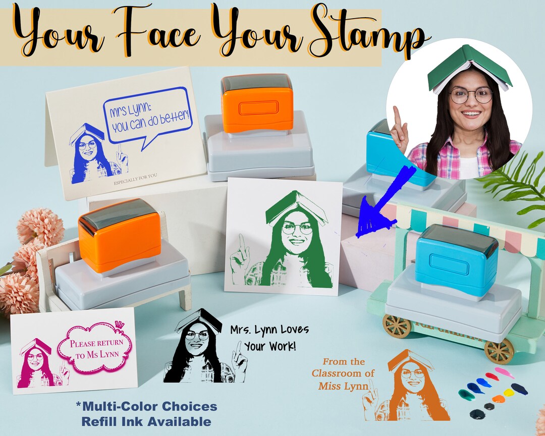 Custom Teacher Stamp Self-inking Face Stamp for Teachers - Etsy