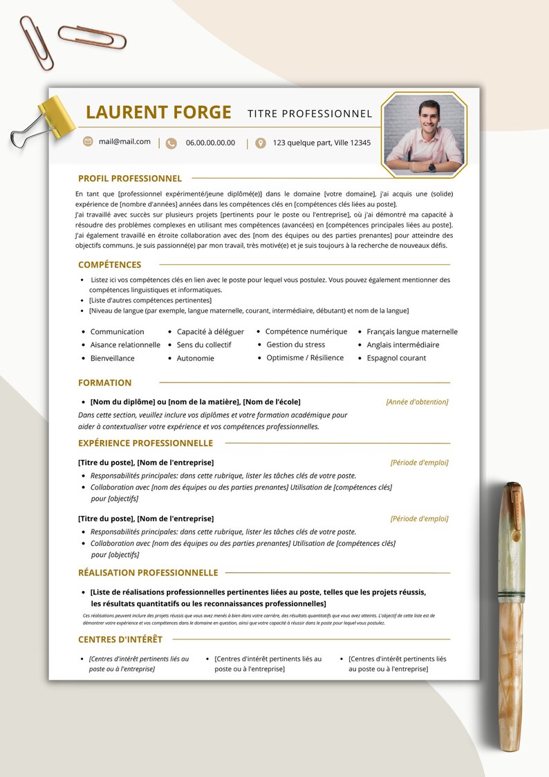 Modèle de CV Word, Modèle de CV Moderne Simple avec et sans Photo, Curriculum Vitae 1 et 2 pages ...