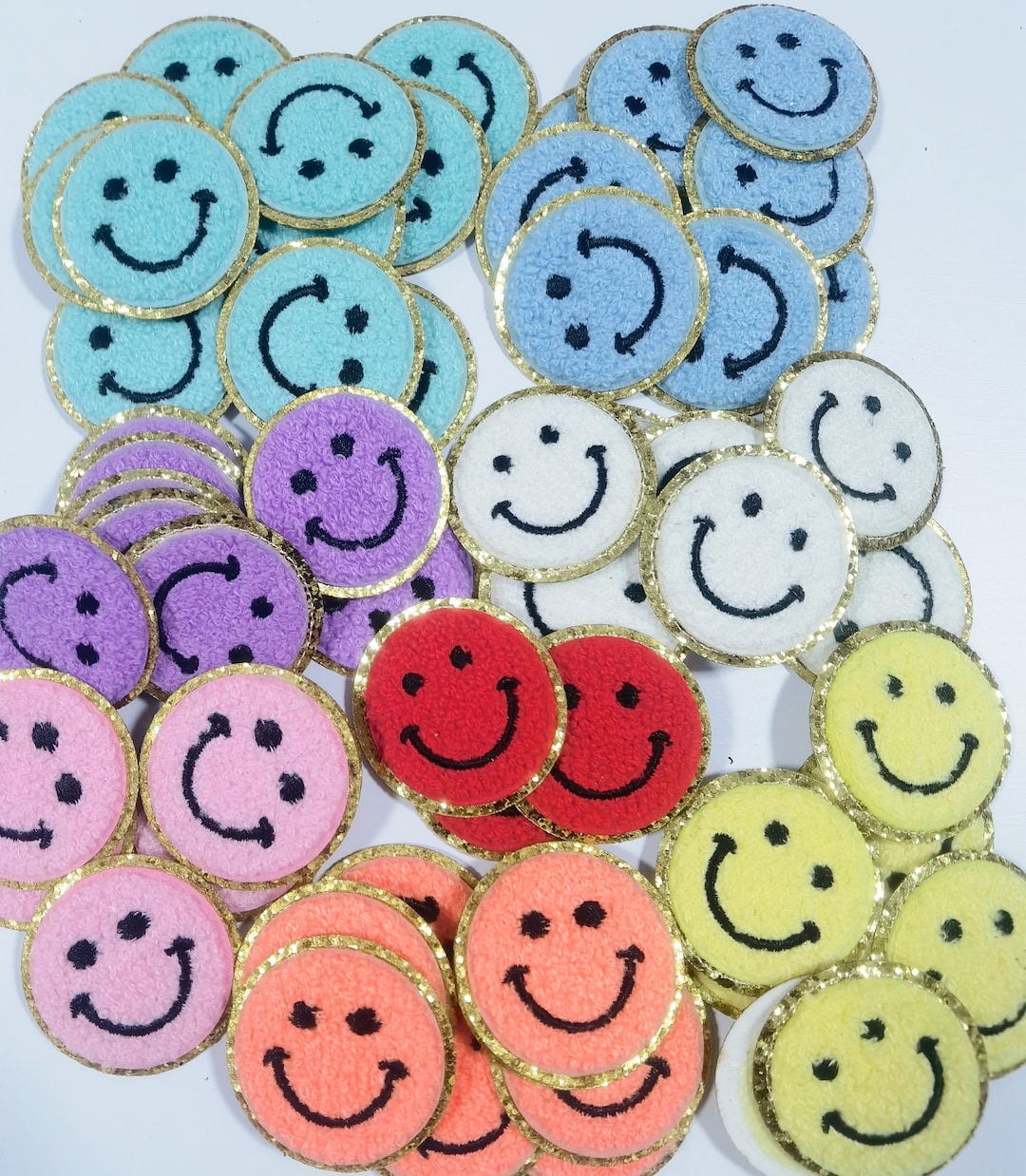 IRON ON Smile Face Patch-chenille Patch-iron on Patch-preppy-diy-jacket ...