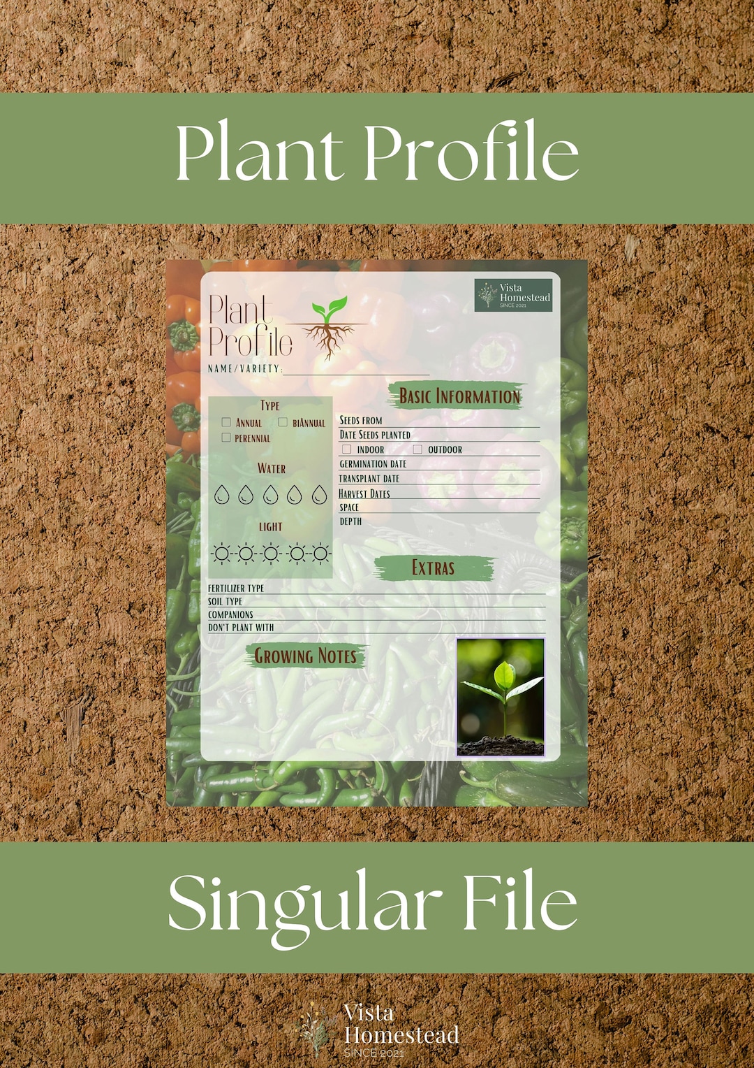 Garden Plant Profile Singular Planner Page - Etsy