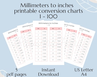 Centimeters to Inches Conversion Chart 1-100 Metric to Imperial Cheat ...
