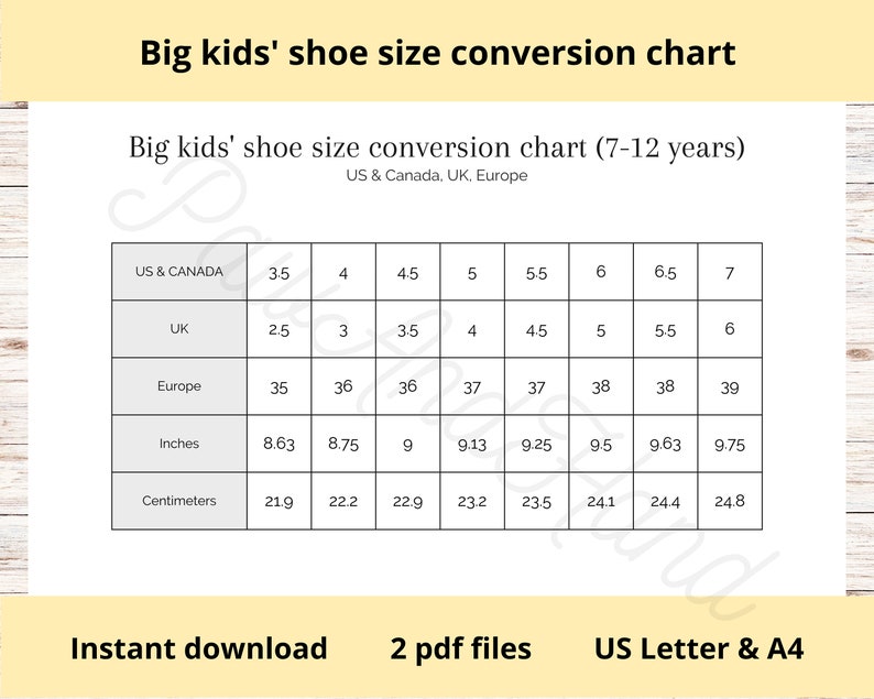 Kids Shoe Size Conversion Chart Free Printable Templates Hub