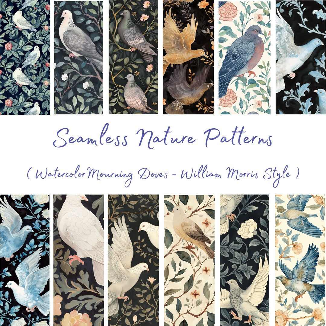 Seamless Nature Patterns, Wild Birds, Mourning Doves 2, Digital Paper ...