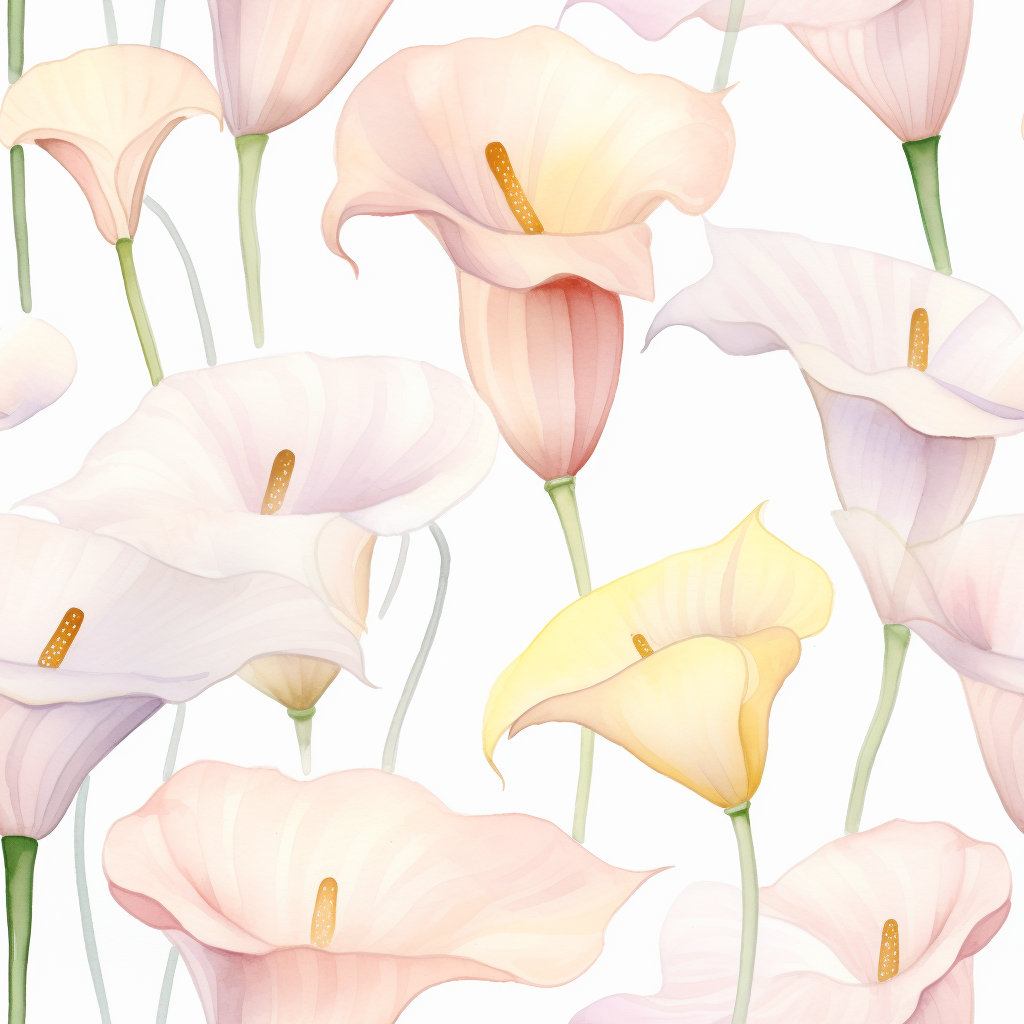 Floral Digital Paper Calla Lilies, SEAMLESS, Watercolor Flower Patterns ...