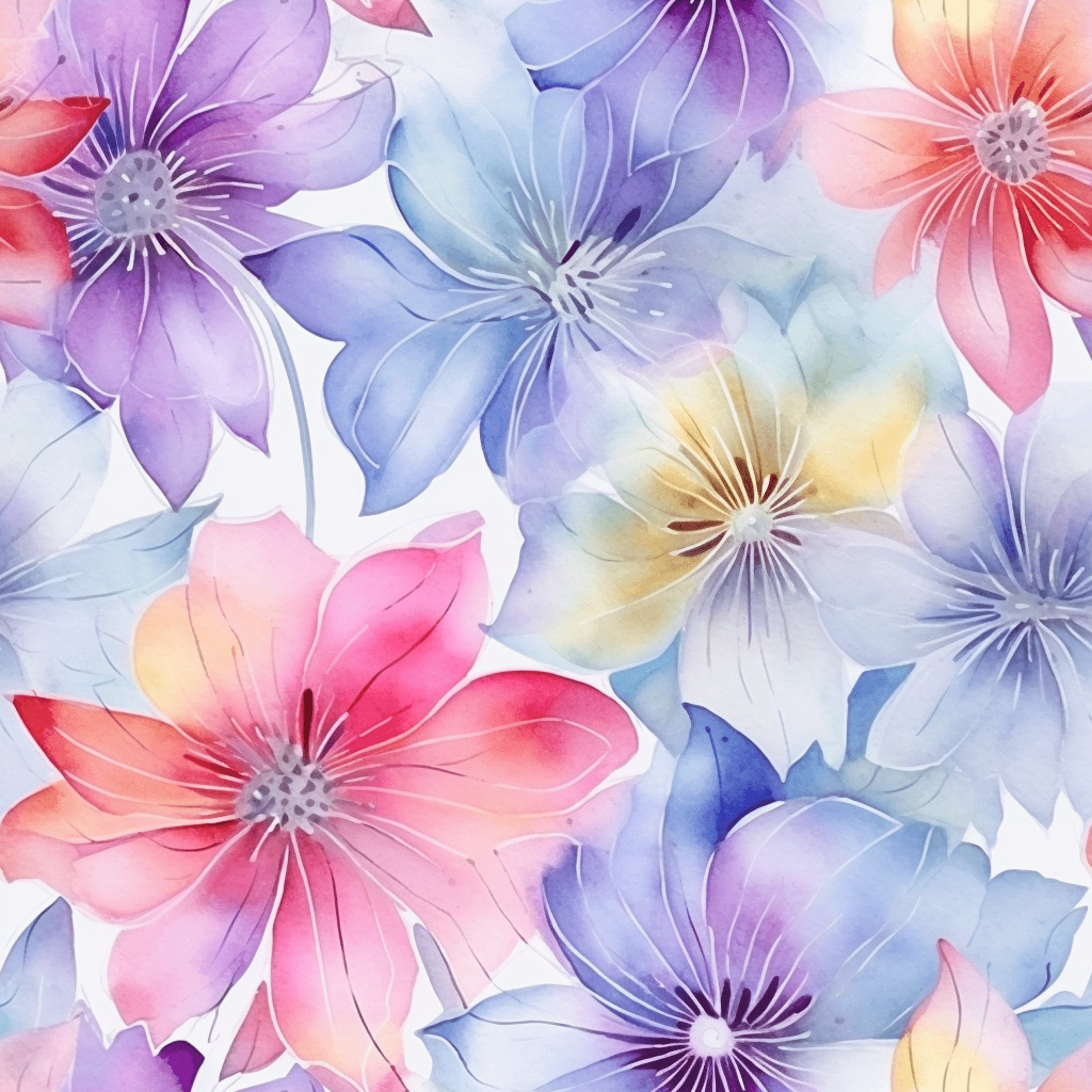 Colorful Mystic Harlequin Style, Digital Paper Translucent Watercolor ...