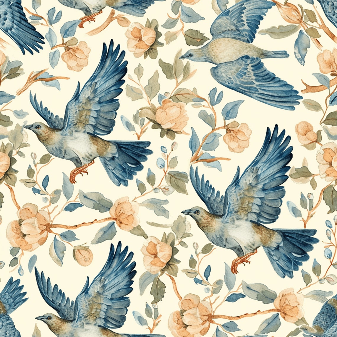 Seamless Nature Patterns, Wild Birds, Mourning Doves 2, Digital Paper ...