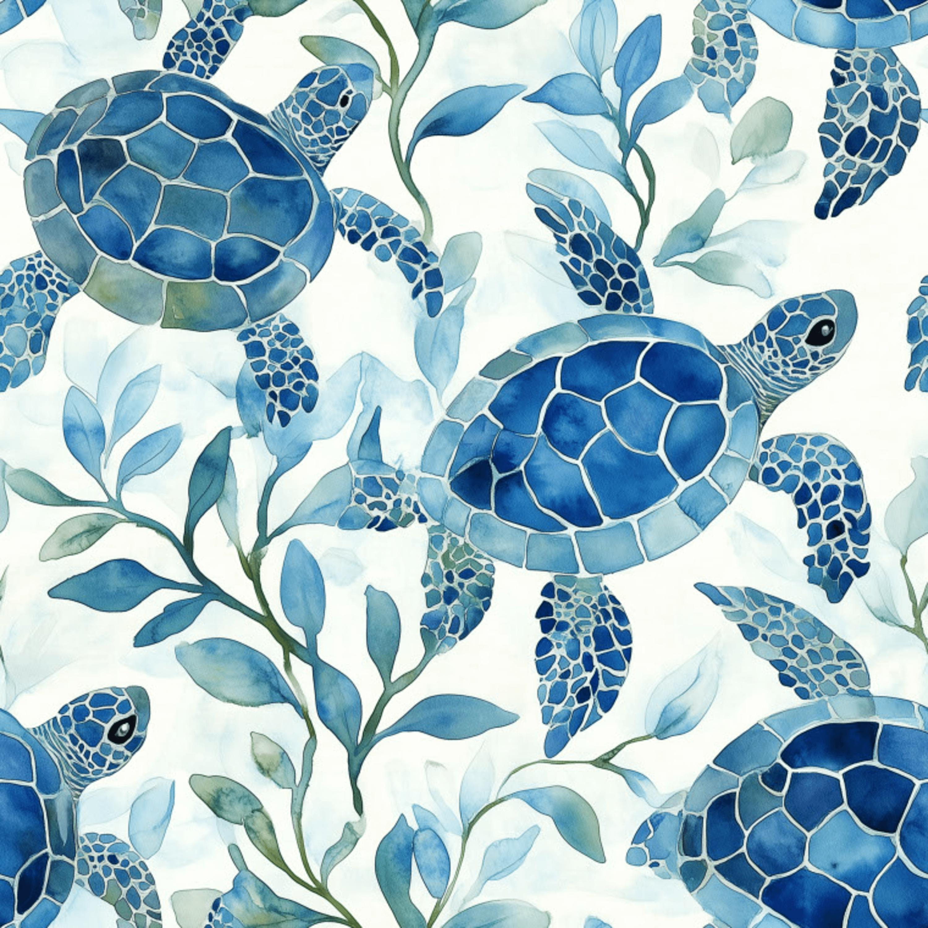 Sea Turtles, William Morris Inspired- SEAMLESS - Watercolor Patterns ...