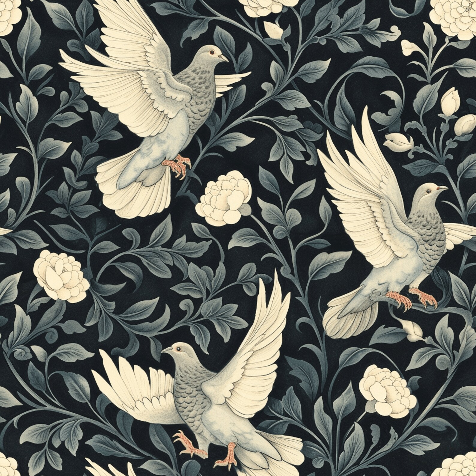 Seamless Nature Patterns, Wild Birds, Mourning Doves 2, Digital Paper ...