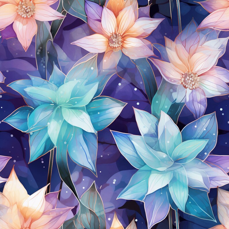 Colorful Mystic Harlequin Style, Digital Paper Translucent Watercolor ...