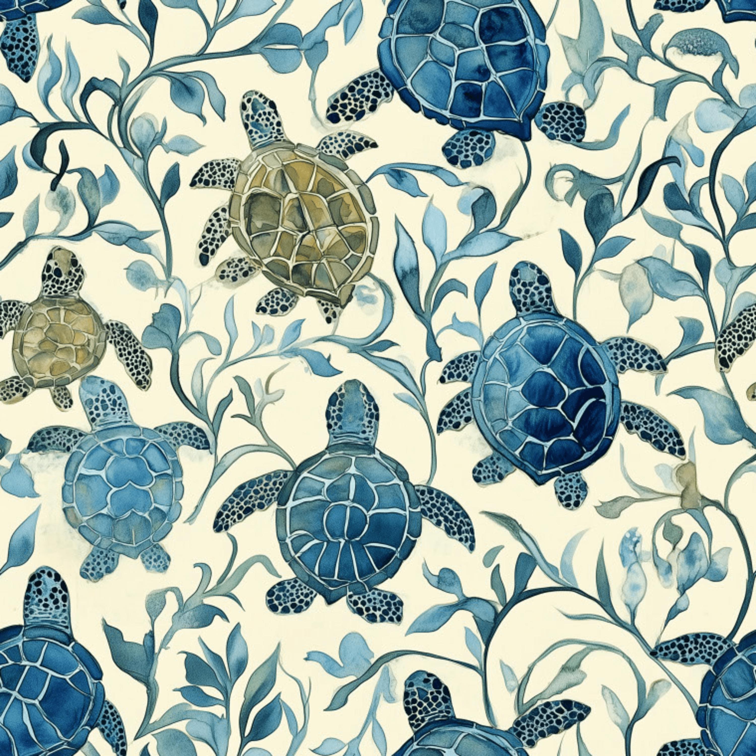 Sea Turtles, William Morris Inspired- SEAMLESS - Watercolor Patterns ...