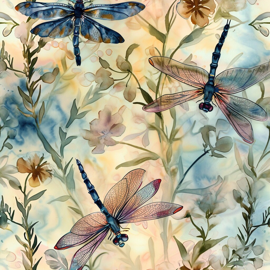 SEAMLESS Digital Paper, Dragonflies, William Morris Inspired ...