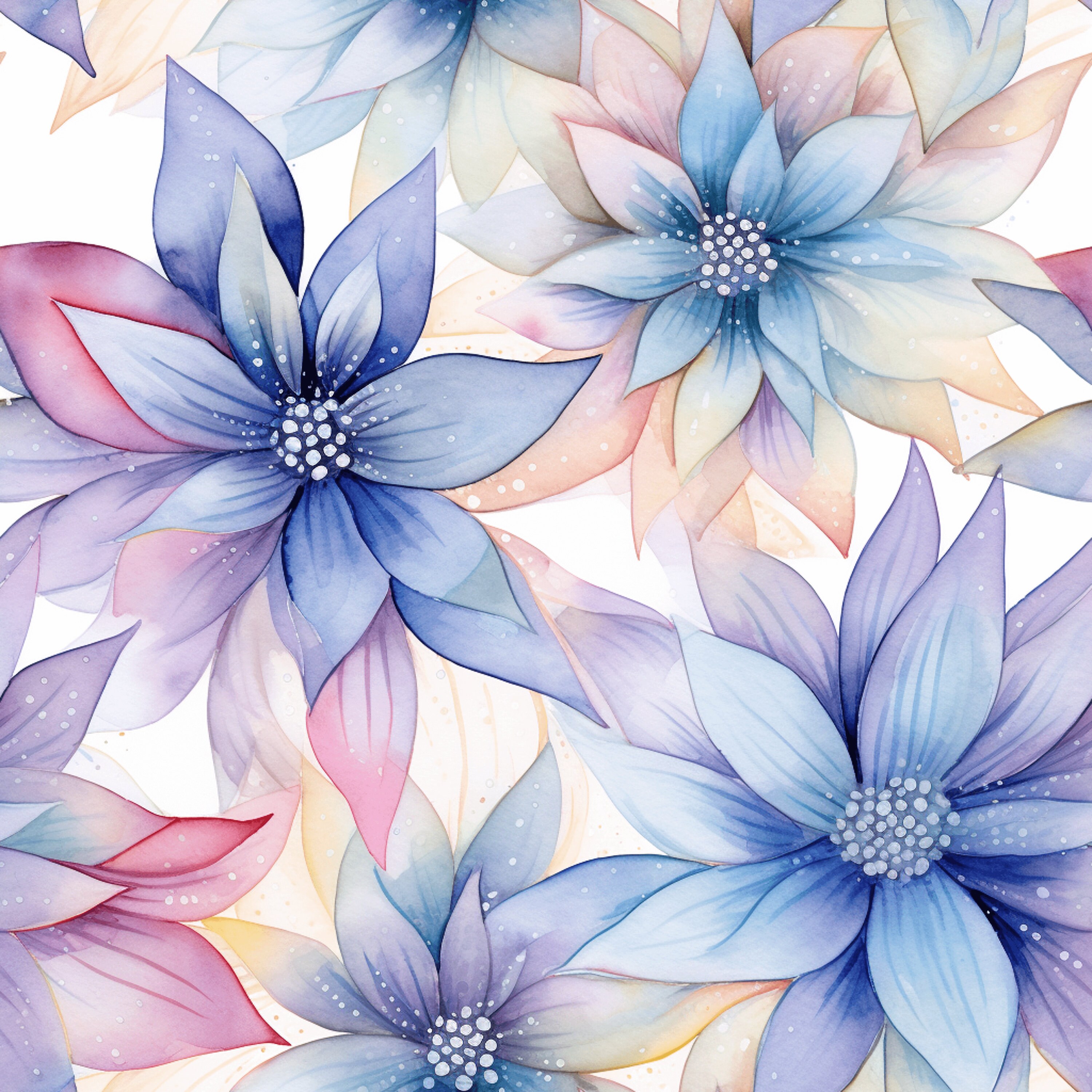 Colorful Mystic Harlequin Style, Digital Paper Translucent Watercolor ...