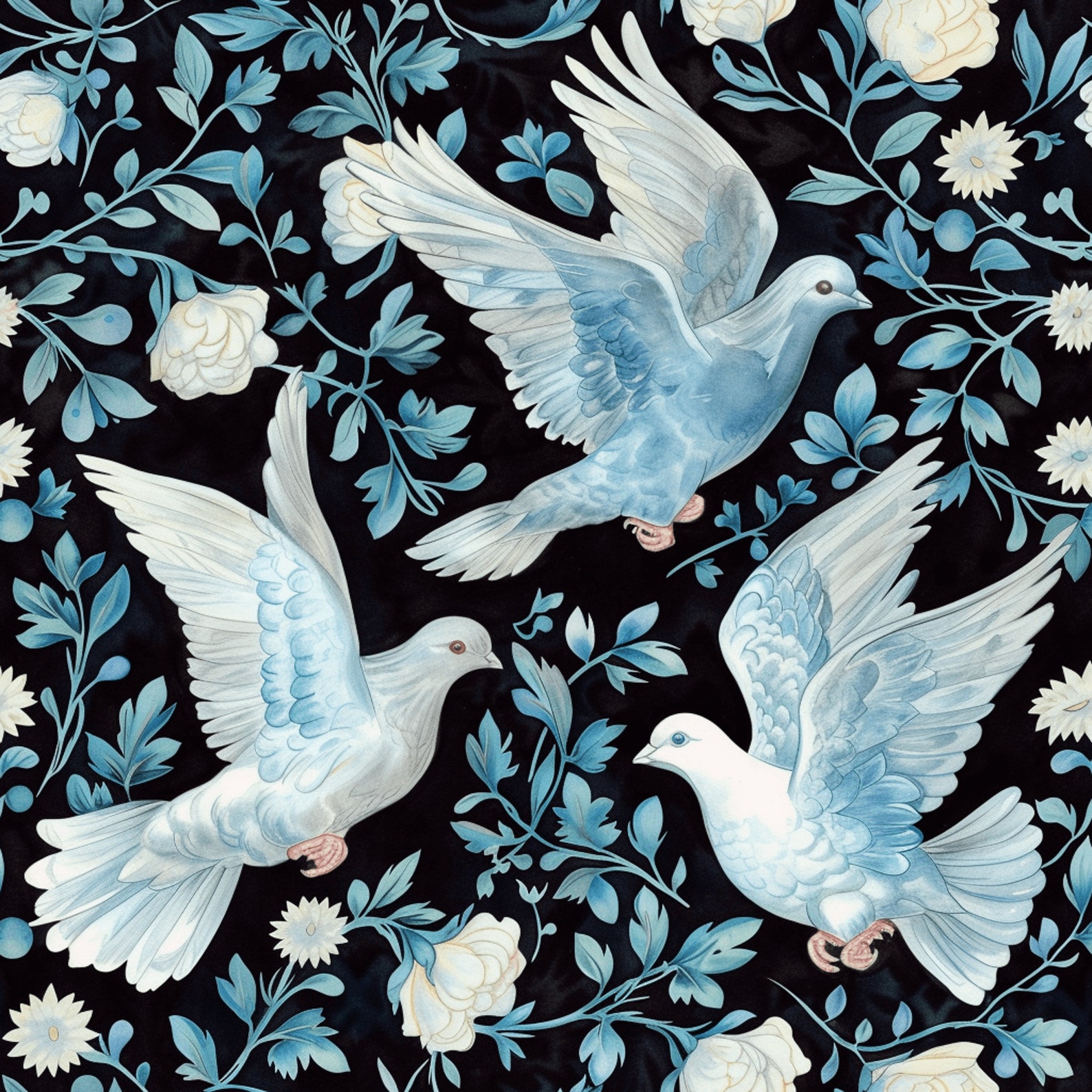 Seamless Nature Patterns, Wild Birds, Mourning Doves 2, Digital Paper ...